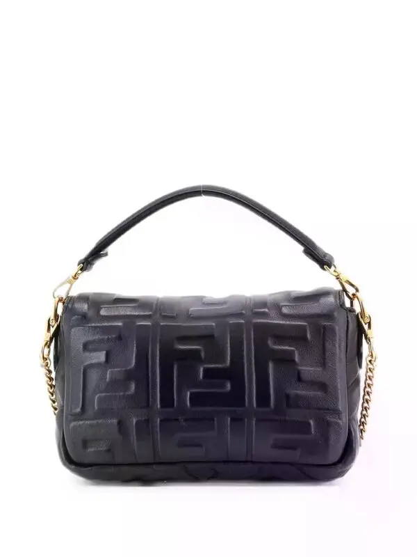 Fendi Baguette Nm Bag Zucca Embossed Leather Mini Crossbody Bag