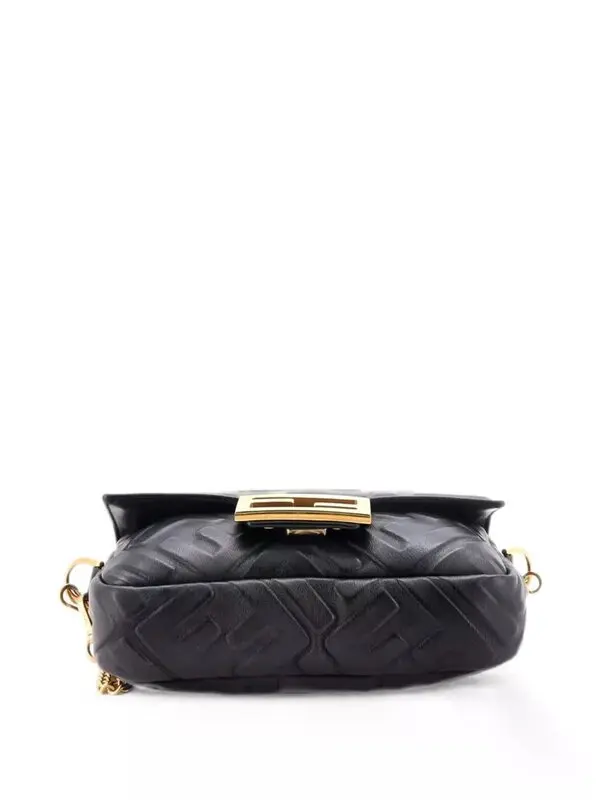 Fendi Baguette Nm Bag Zucca Embossed Leather Mini Crossbody Bag