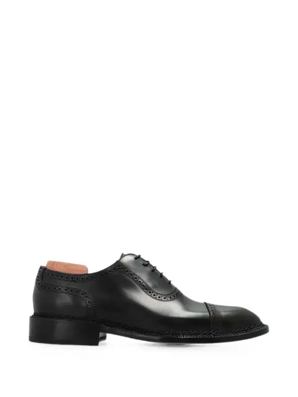 Kiton Brogue-detail Lace-up Oxford Shoes - Black