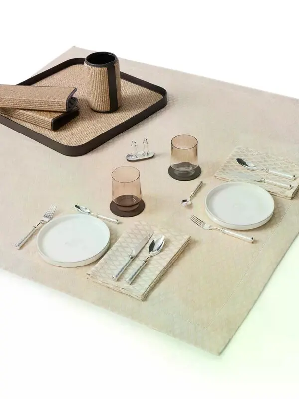 Brunello Cucinelli Picnic Set In Leather And Raffia-effect Techno Cotton Box