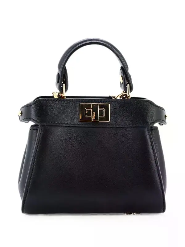 Fendi Peekaboo Bag Leather Nano Crossbody Bag - Black