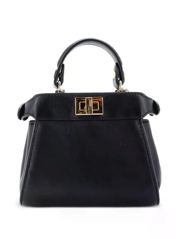 Fendi Peekaboo Leather Nano Crossbody Bag - Black