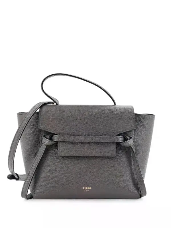 Celine Belt Bag Textured Leather Nano Shoulder Bag - Grey