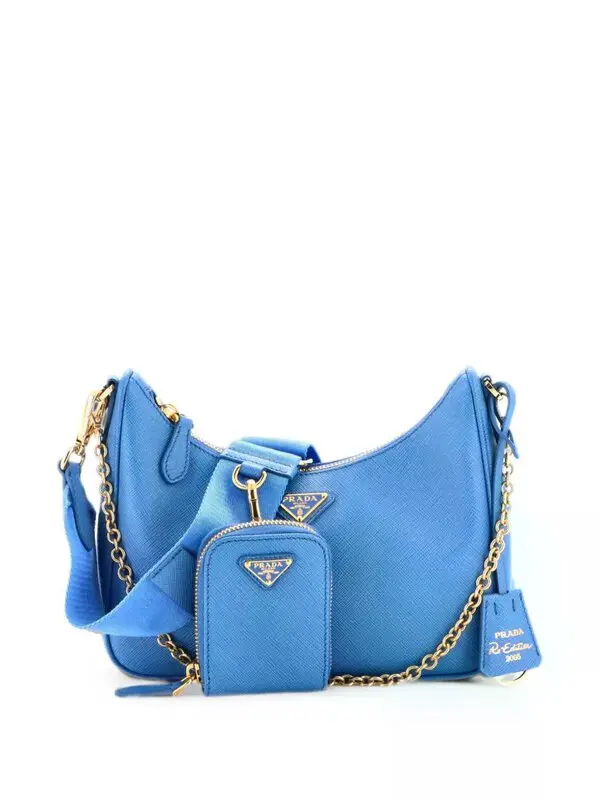 Prada Re-edition 2005 Saffiano Leather Small Shoulder Bag - Blue