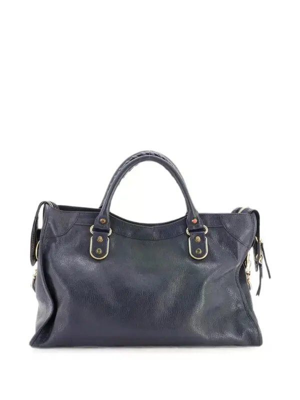Balenciaga City Classic Metallic Edge Bag Leather Medium Satchel - Blue