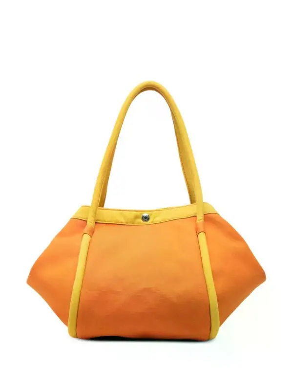 Hermès Toile Lindy Beach Bag Tote - Orange