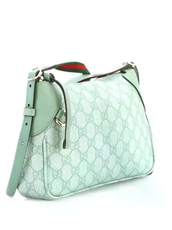 Gucci Emblem Gg Coated Canvas With Leather Shoulder Bag