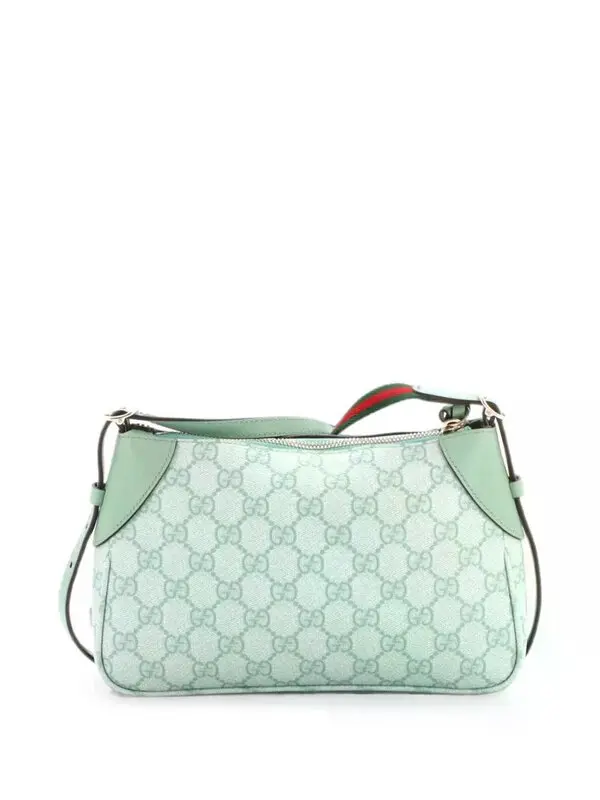 Gucci Emblem Gg Coated Canvas With Leather Shoulder Bag
