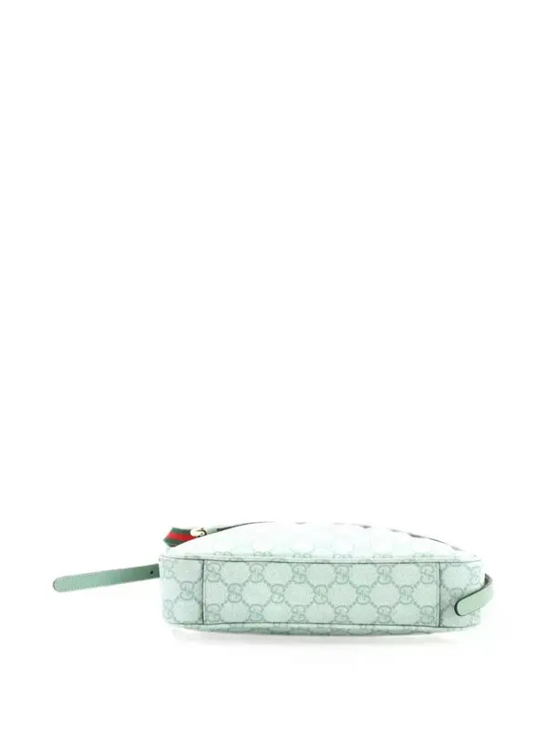 Gucci Emblem Gg Coated Canvas With Leather Shoulder Bag