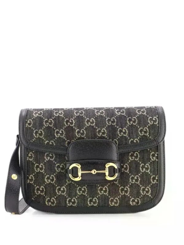 Gucci Horsebit 1955 Gg Denim Small Shoulder Bag