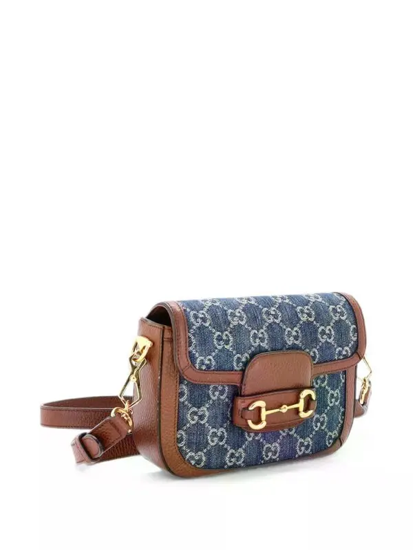 Gucci Horsebit 1955 Gg Denim Mini Shoulder Bag