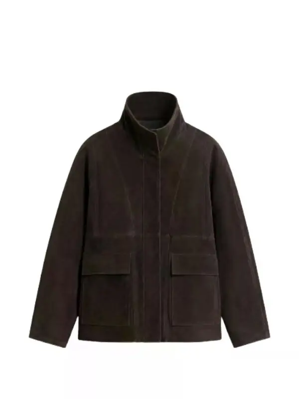 Nour Hammour High-collar Leather Jacket