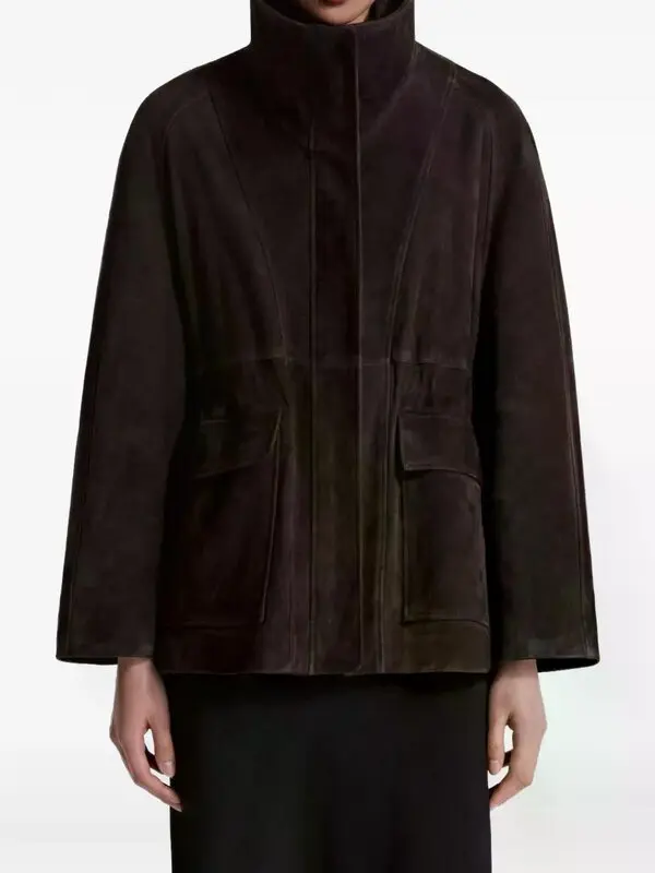 Nour Hammour High-collar Leather Jacket