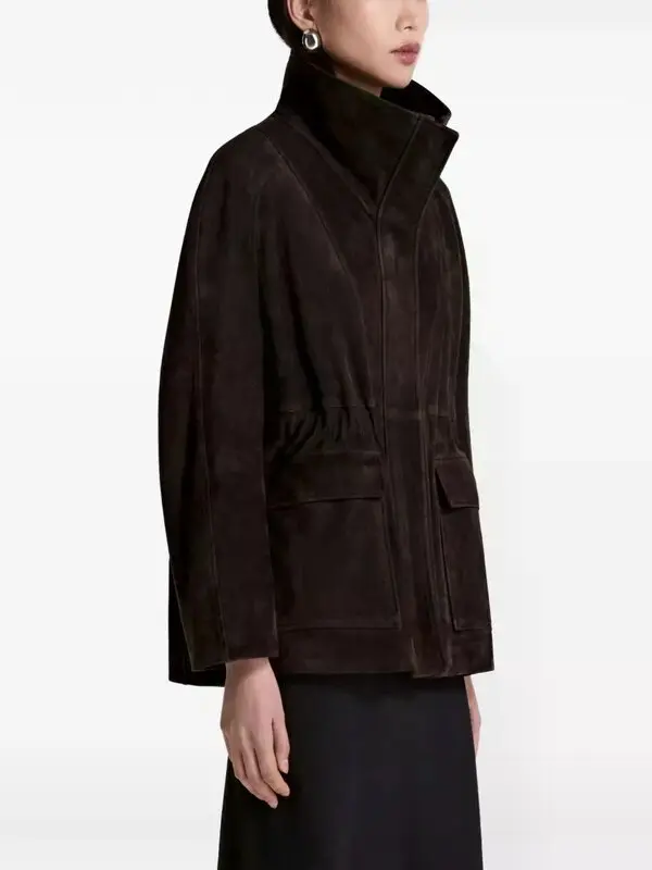 Nour Hammour High-collar Leather Jacket