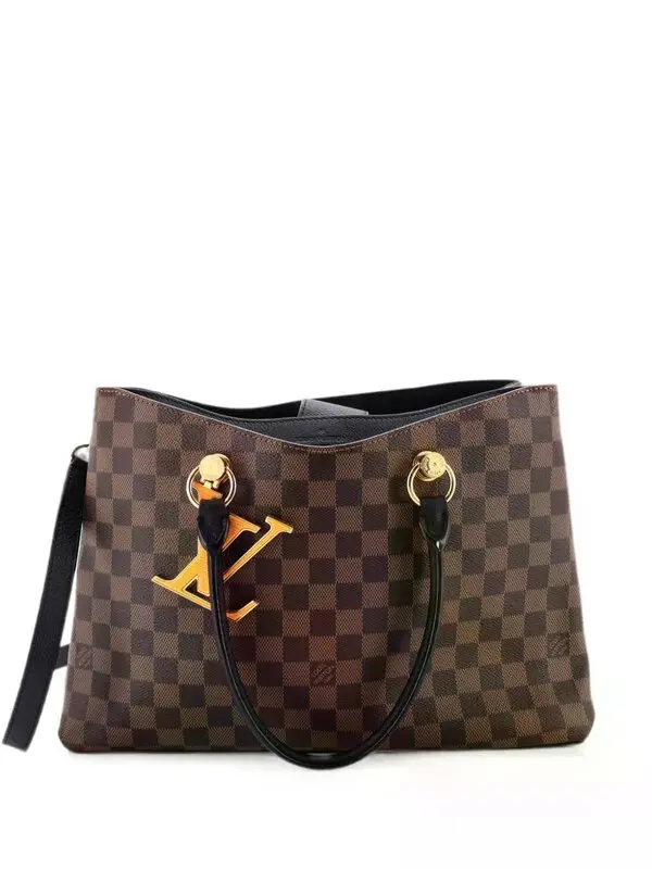 LOUIS VUITTON Damier Riverside Handbag With Leather Tote - Black