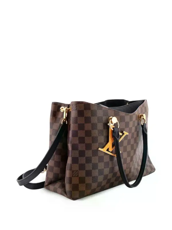 LOUIS VUITTON Damier Riverside Handbag With Leather Tote - Black