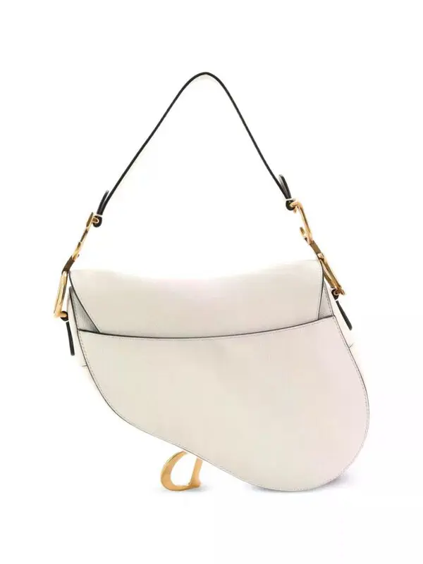 Dior Saddle Handbag Leather Medium Shoulder Bag - White