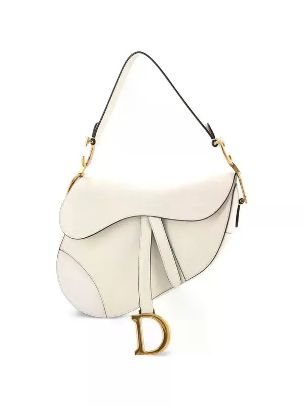 Dior Saddle Handbag Leather Medium Shoulder Bag - White