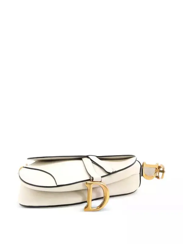 Dior Saddle Handbag Leather Medium Shoulder Bag - White