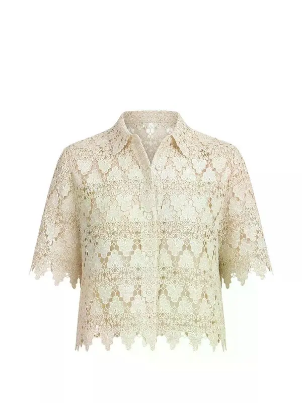 FRAME Button-up Guipure-lace Shirt