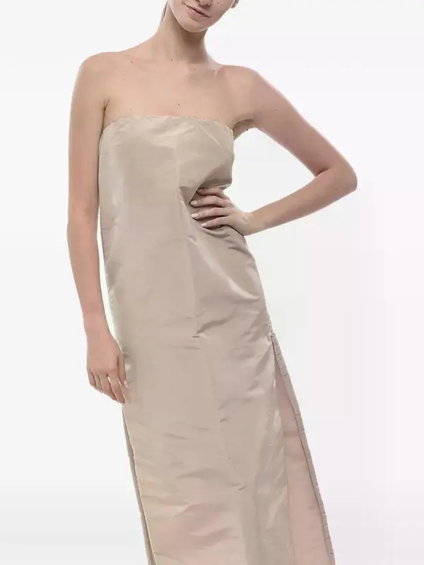 SUPER BLOND Strapless Side-slit Midi Dress