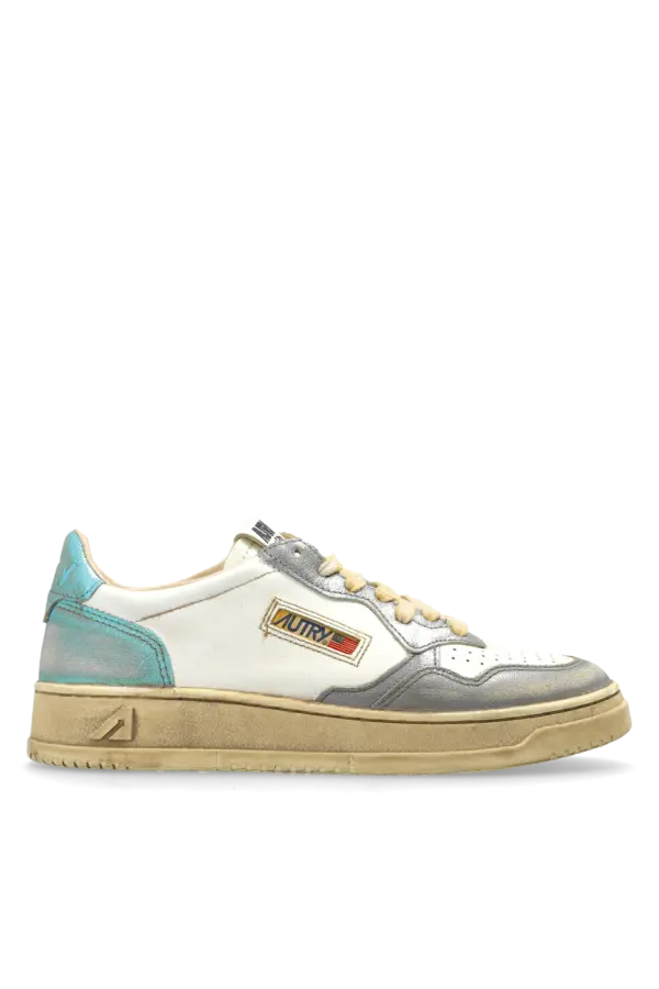 AUTRY Medalist Sneakers In With Grey, Turquoise, And Beige Accents - Cream