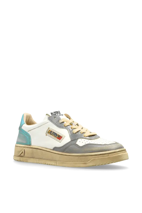 AUTRY Medalist Sneakers In With Grey, Turquoise, And Beige Accents - Cream