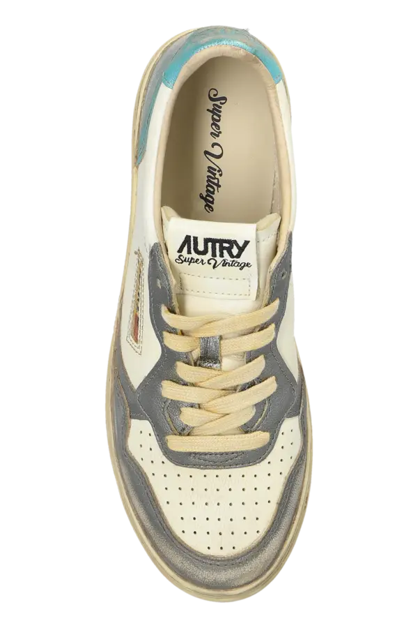 AUTRY Medalist Sneakers In With Grey, Turquoise, And Beige Accents - Cream