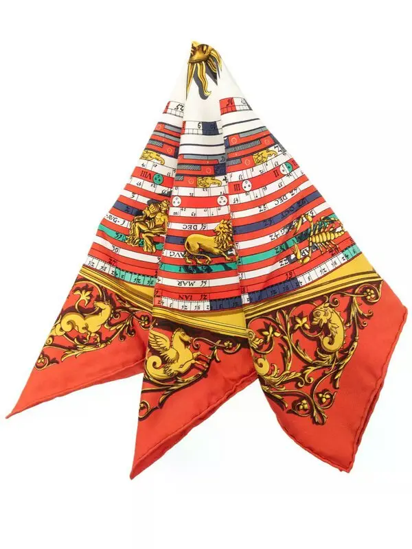Hermès Astrologie Dies Et Hore Silk Handkerchief - Red