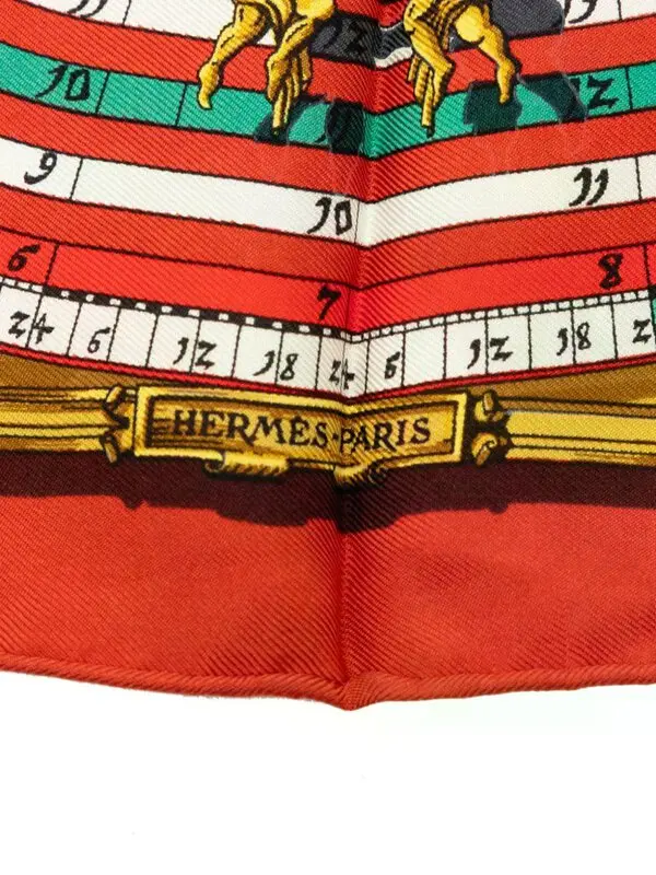 Hermès Astrologie Dies Et Hore Silk Handkerchief - Red