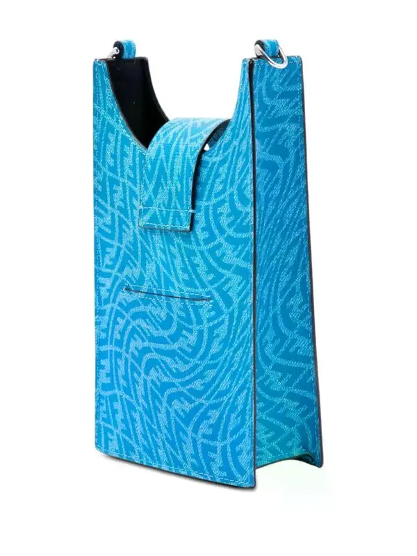 Fendi Coated Canvas Ff Vertigo Phone Holder Crossbody Bag - Blue