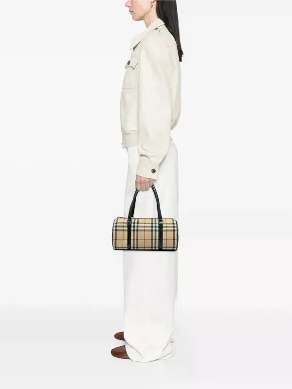 Burberry House Check Canvas Barrel Handbag
