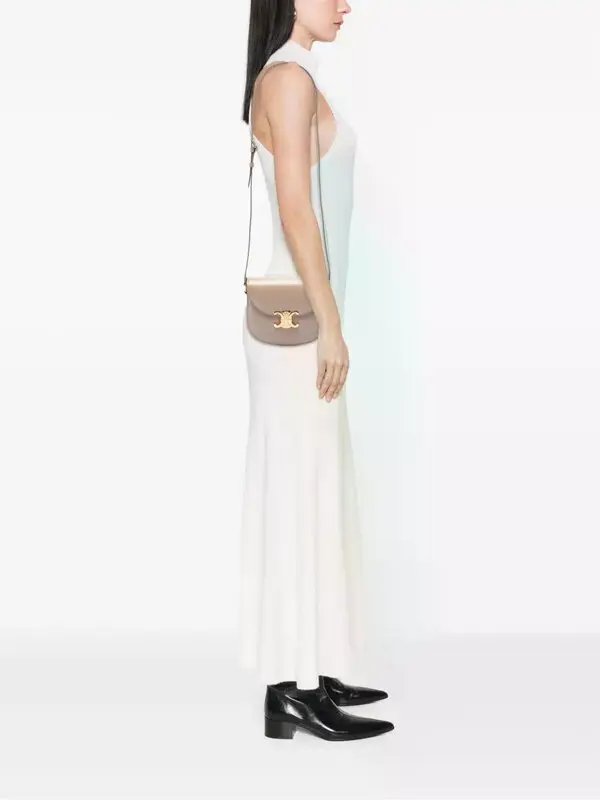 Celine Shiny Calfskin Triomphe Besace Clea Crossbody Bag - Neutrals