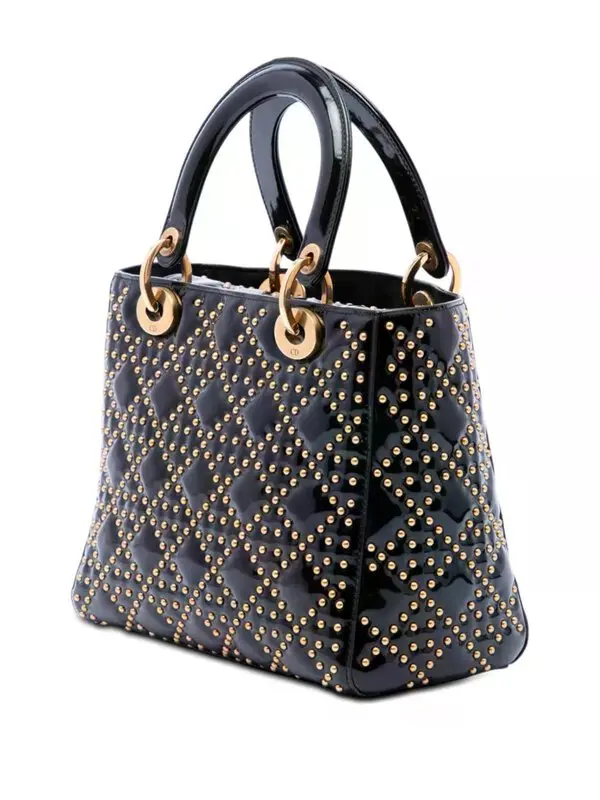 Dior Patent Cannage Studded Lady Satchel