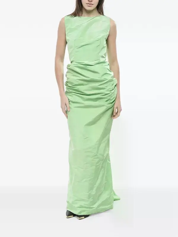 SUPER BLOND Ruched Open-back Maxi Dress