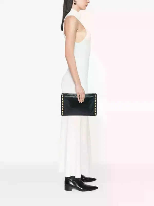 Miu Miu 2010-2026 Studded Leather Zip Clutch Bag