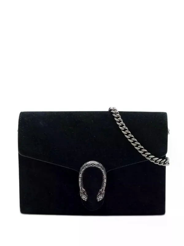 Gucci Suede Dionysus Wallet On Chain Crossbody Bag - Black