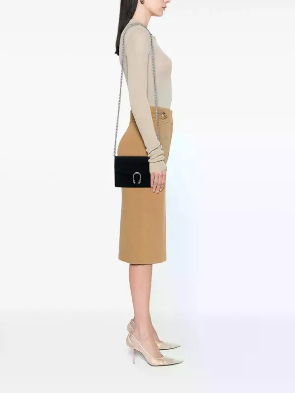 Gucci Suede Dionysus Wallet On Chain Crossbody Bag - Black