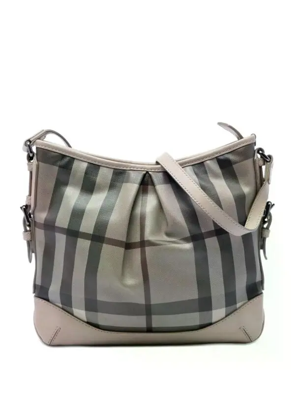 Burberry 2000-2017 Smoke Check Coated Canvas Hartham Crossbody Bag - Grey