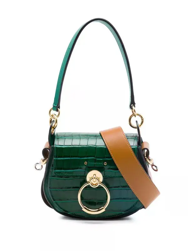Chloé 2020 Small Croc Embossed Leather Tess Satchel - Green