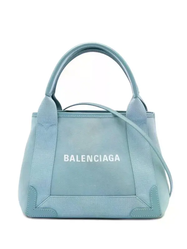 Balenciaga 2021 Canvas Navy Cabas Xs Satchel - Blue