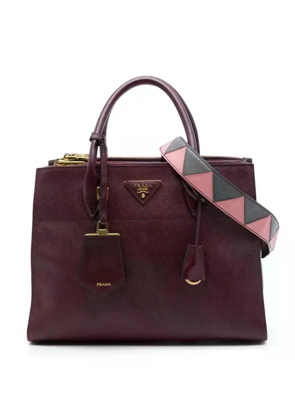 Prada Saffiano Greche Paradigme Bag Satchel - Red