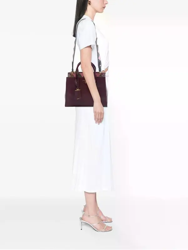 Prada Saffiano Greche Paradigme Bag Satchel - Red