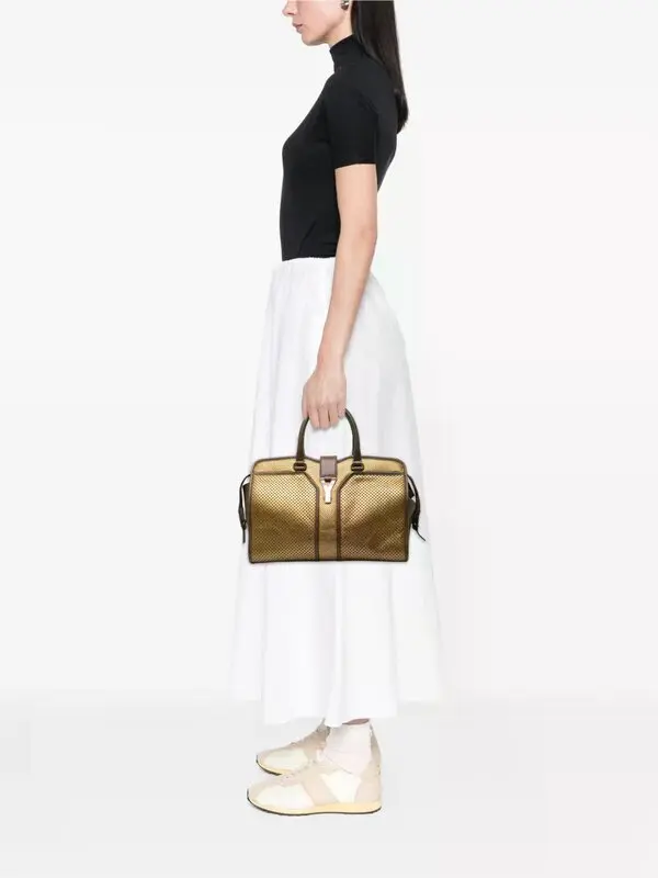 Saint Laurent Medium Perforated Metallic Leather Cabas Chyc Tote Bag