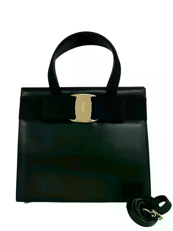 FERRAGAMO 1990-2000 Leather Vara Bow Satchel