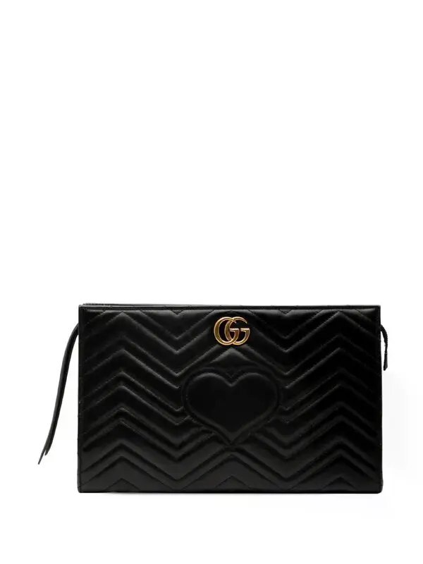 Gucci Gg Marmont Heart Matelasse Calfskin Clutch Bag