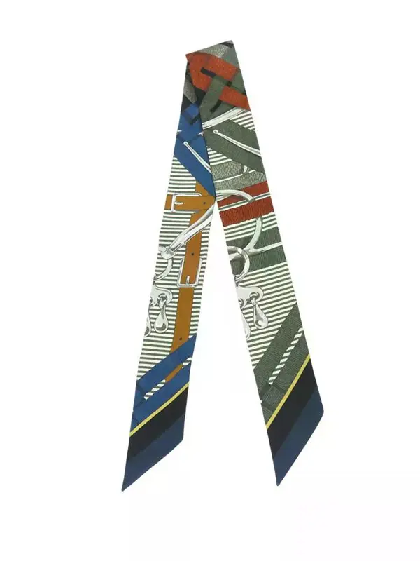 Hermès 2000-2026 Mors A Jouets Chemise Twilly Silk Scarf Scarves - Blue