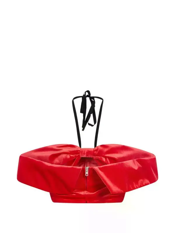 Philosophy Di Lorenzo Serafini Satin Bow Detail Halterneck Cropped Top - Red