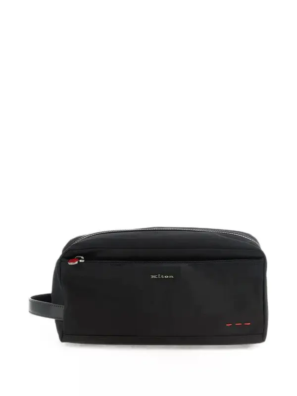 Kiton Logo-plaque Leather-trim Wash Bag