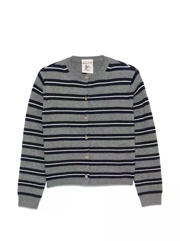 SEMICOUTURE Striped Cardigan - Grey